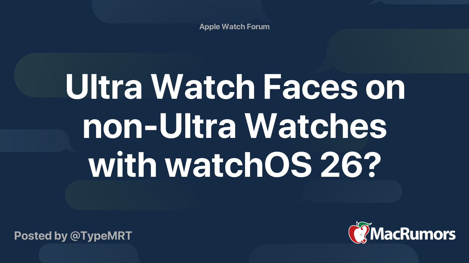Ultra Watch Faces on non-Ultra Watches with watchOS 26? | MacRumors Forums