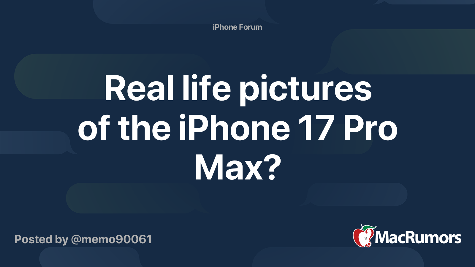 Real life pictures of the iPhone 17 Pro Max? | MacRumors Forums