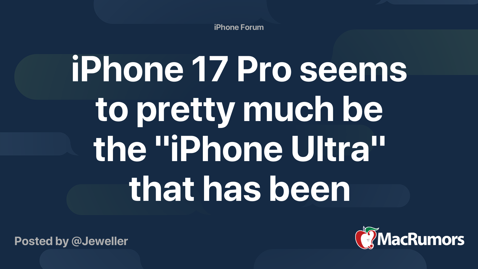 iPhone 17 Pro seems to pretty much be the "iPhone Ultra" that has been ...