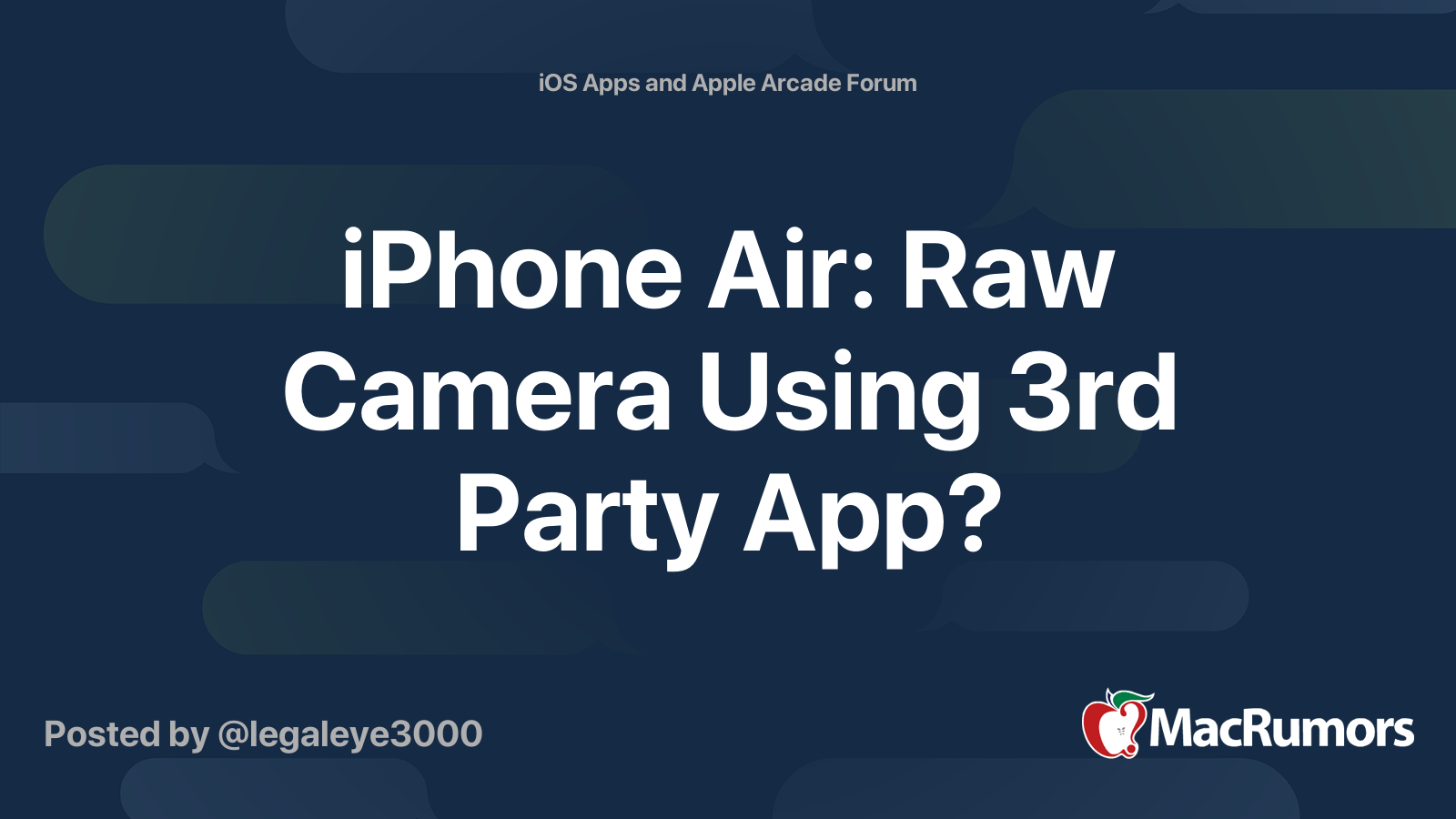 iPhone Air: Raw Camera Using 3rd Party App? | MacRumors Forums