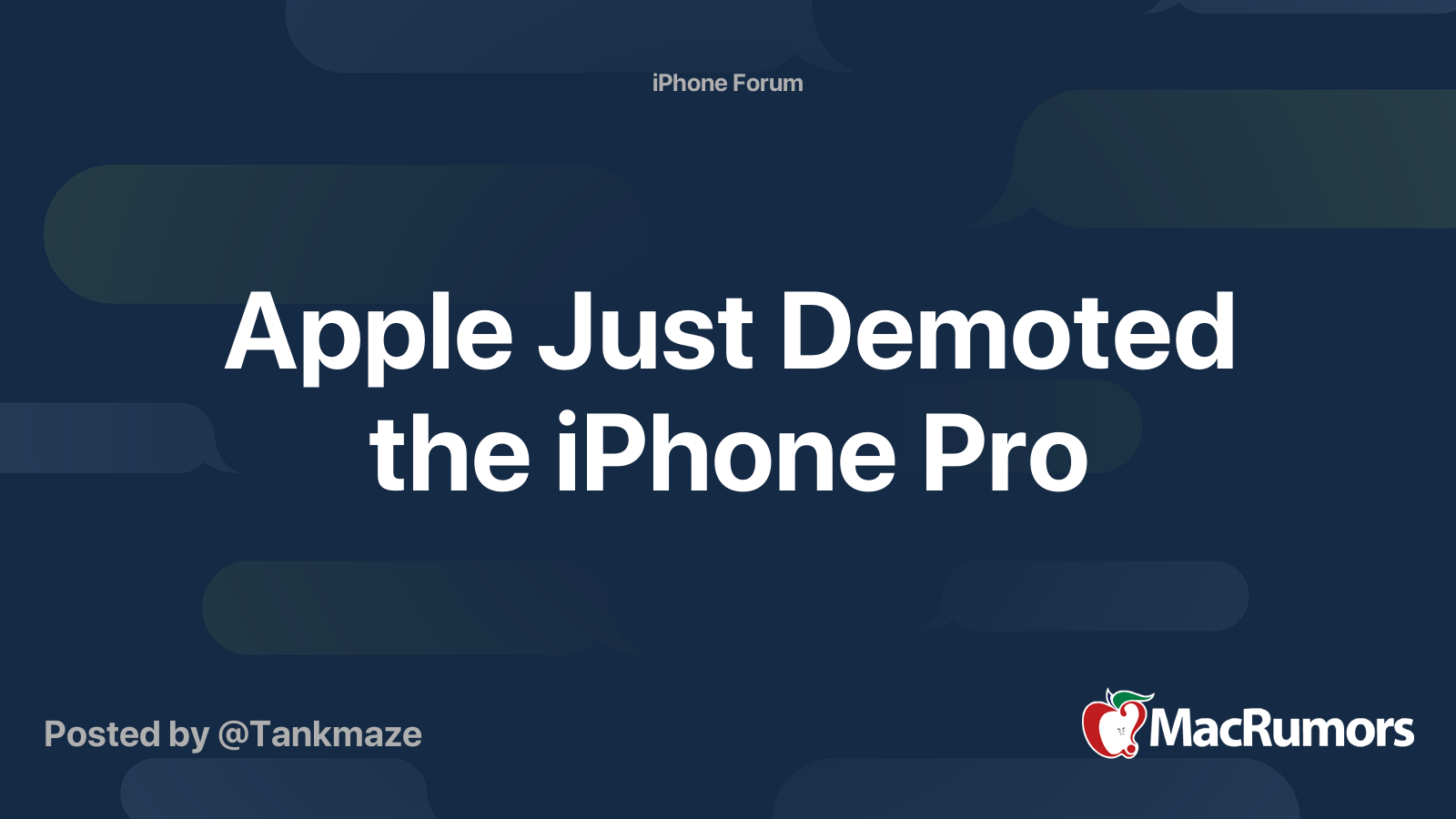 Apple Just Demoted the iPhone Pro | MacRumors Forums