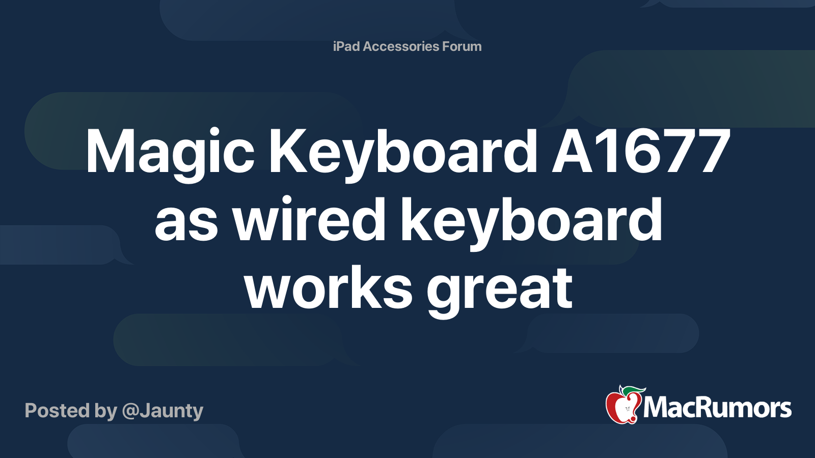 Magic Keyboard A1677 as wired keyboard works great | MacRumors Forums