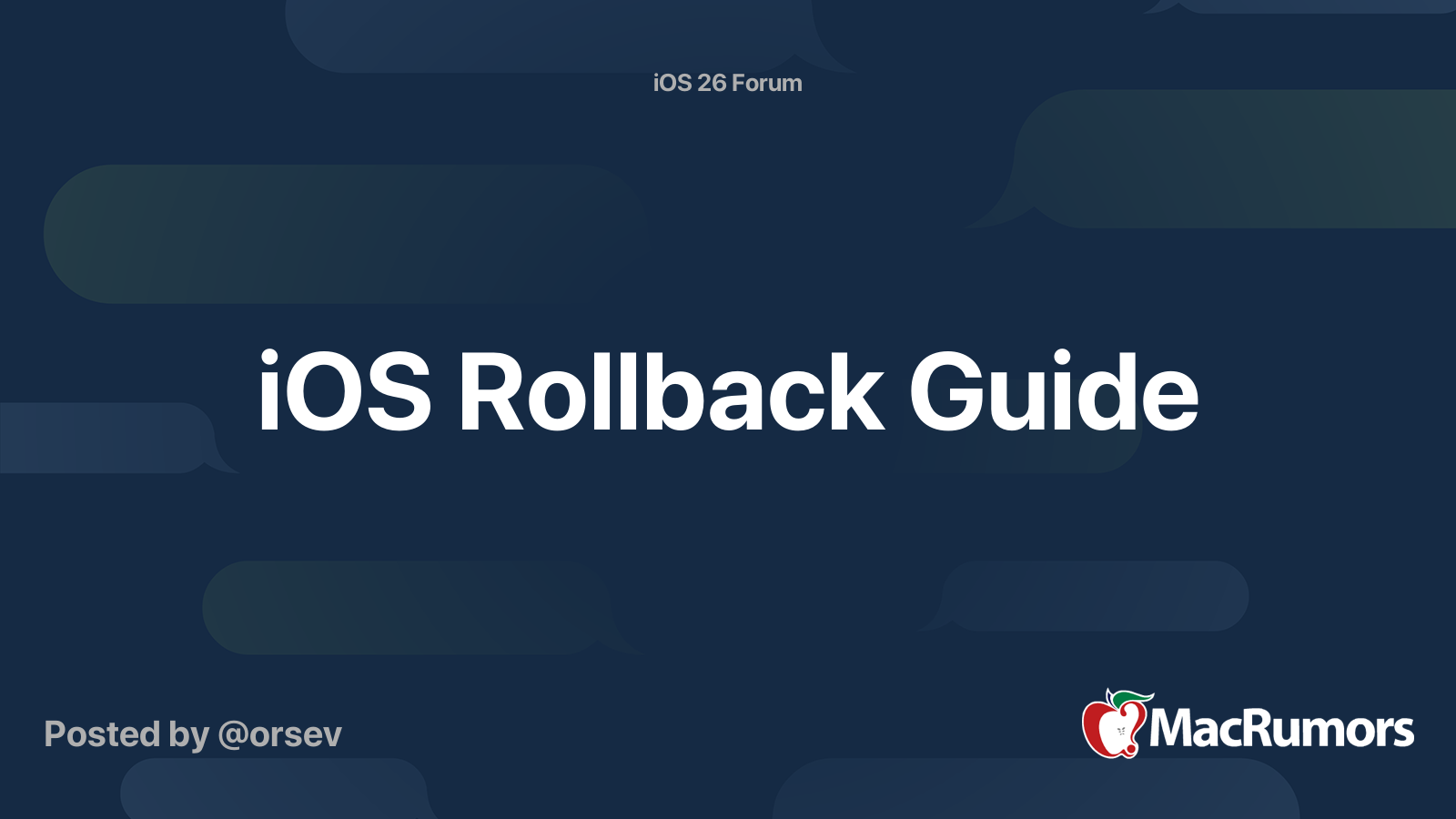 iOS Rollback Guide | MacRumors Forums