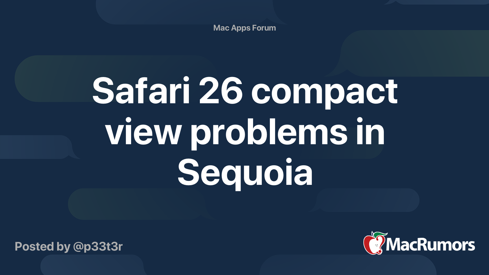Safari 26 compact view problems in Sequoia | MacRumors Forums