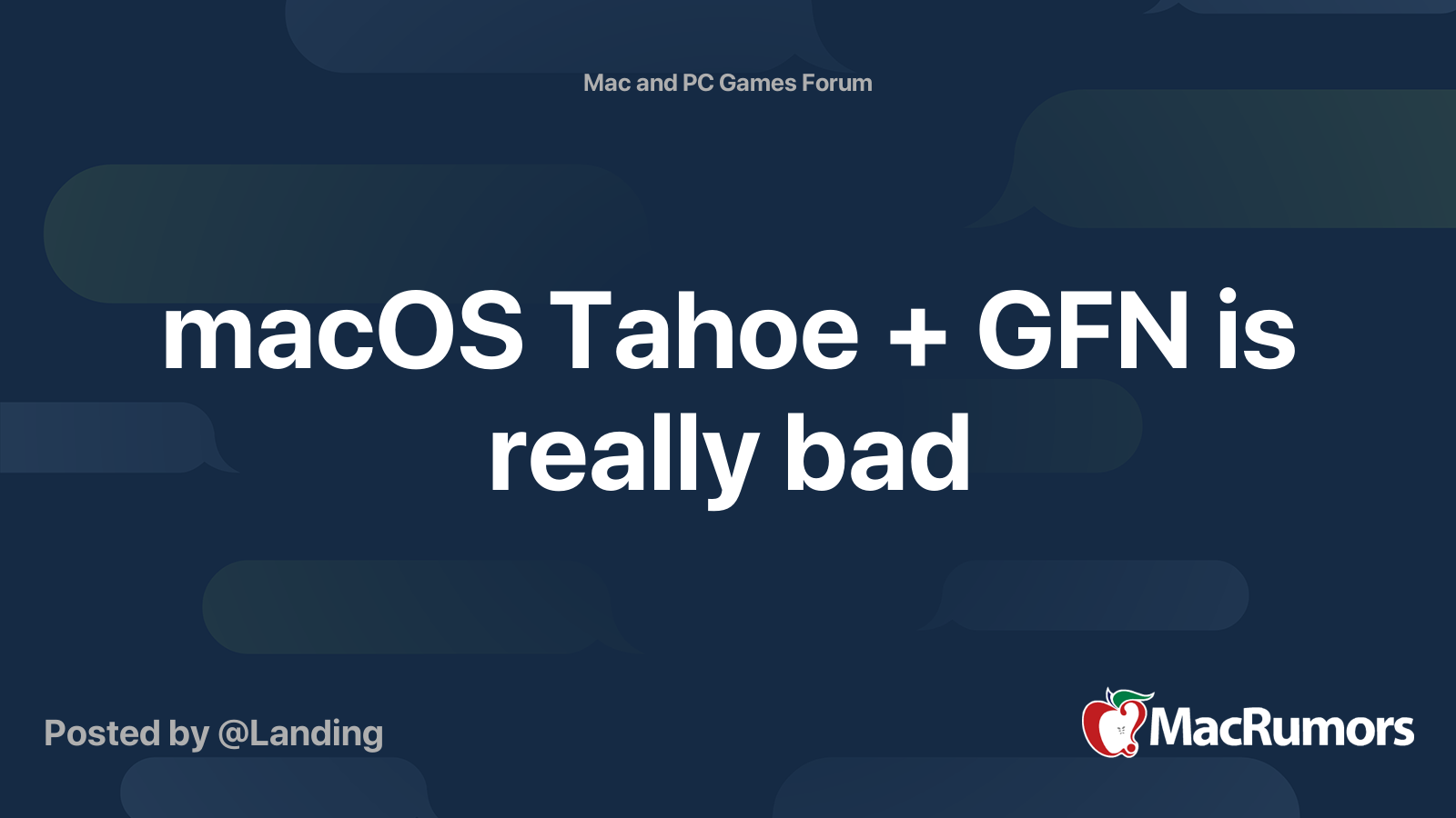 macOS Tahoe + GFN is really bad | MacRumors Forums