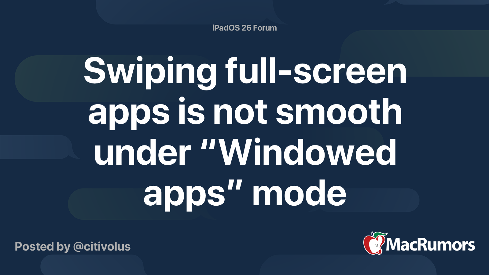 Swiping full-screen apps is not smooth under “Windowed apps” mode | MacRumors Forums