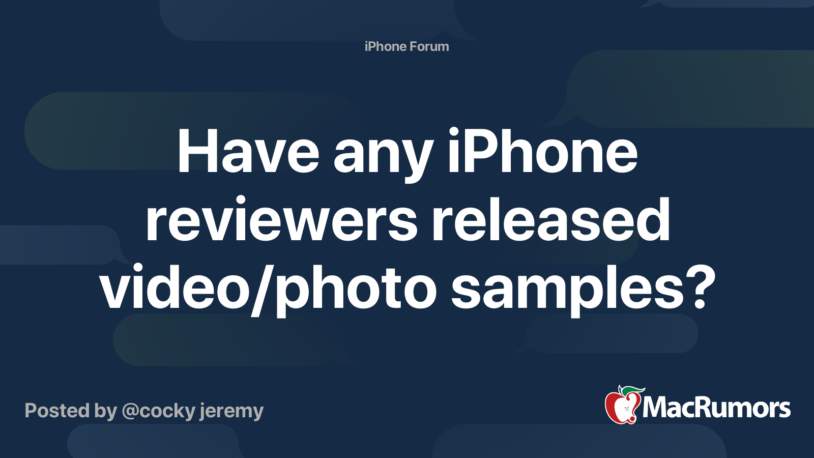 Have any iPhone reviewers released video/photo samples? | MacRumors Forums