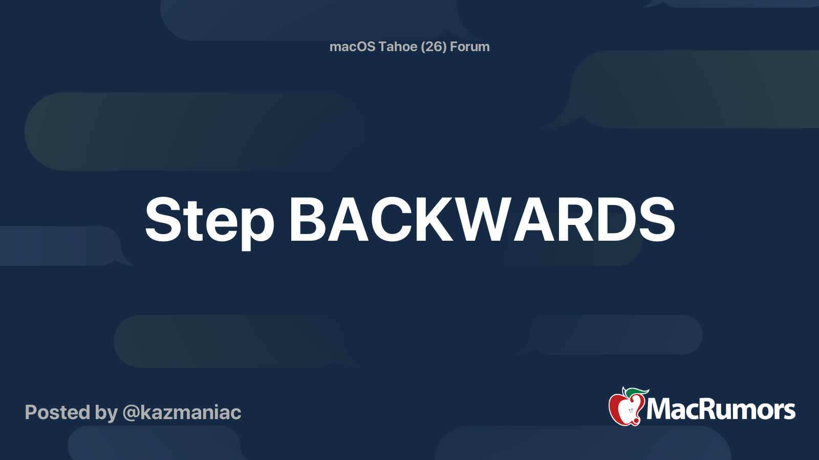 Step BACKWARDS | MacRumors Forums