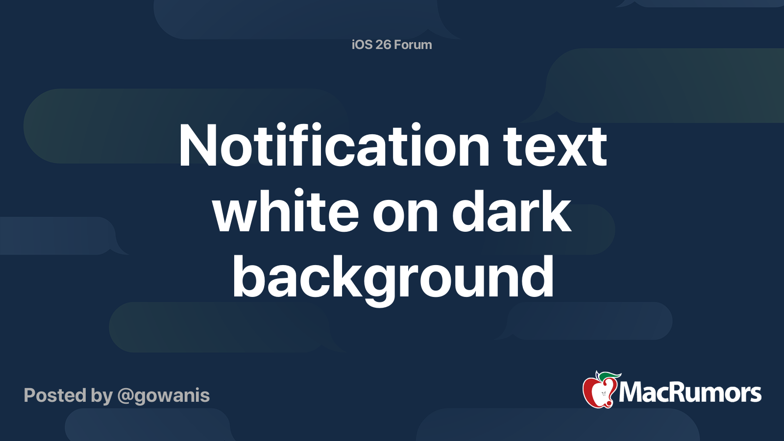 Notification text white on dark background | MacRumors Forums