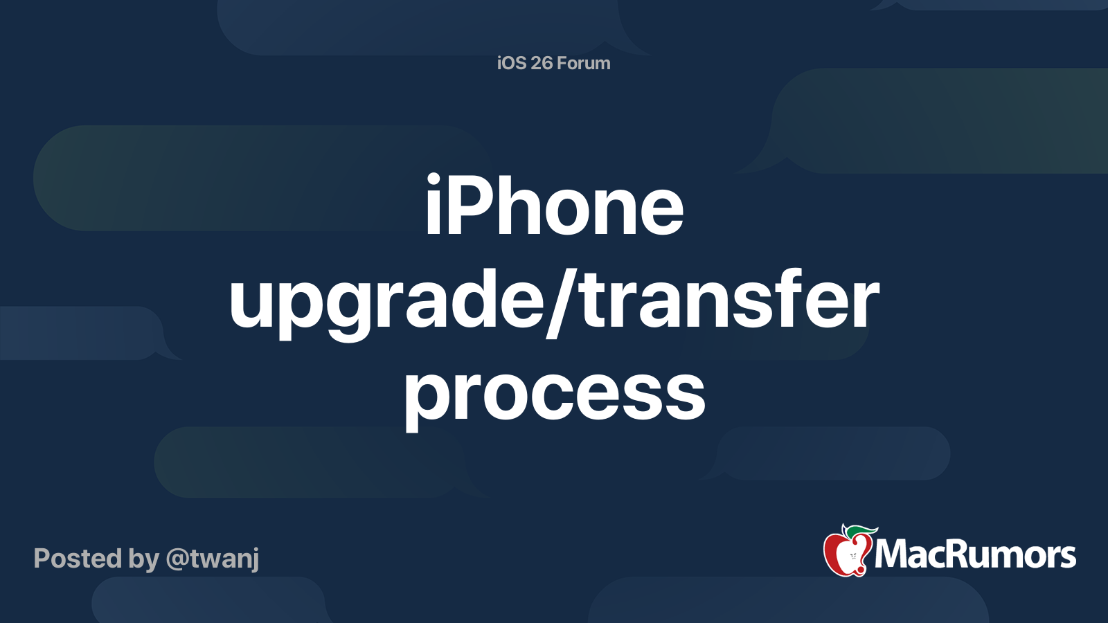 iPhone upgrade/transfer process | MacRumors Forums