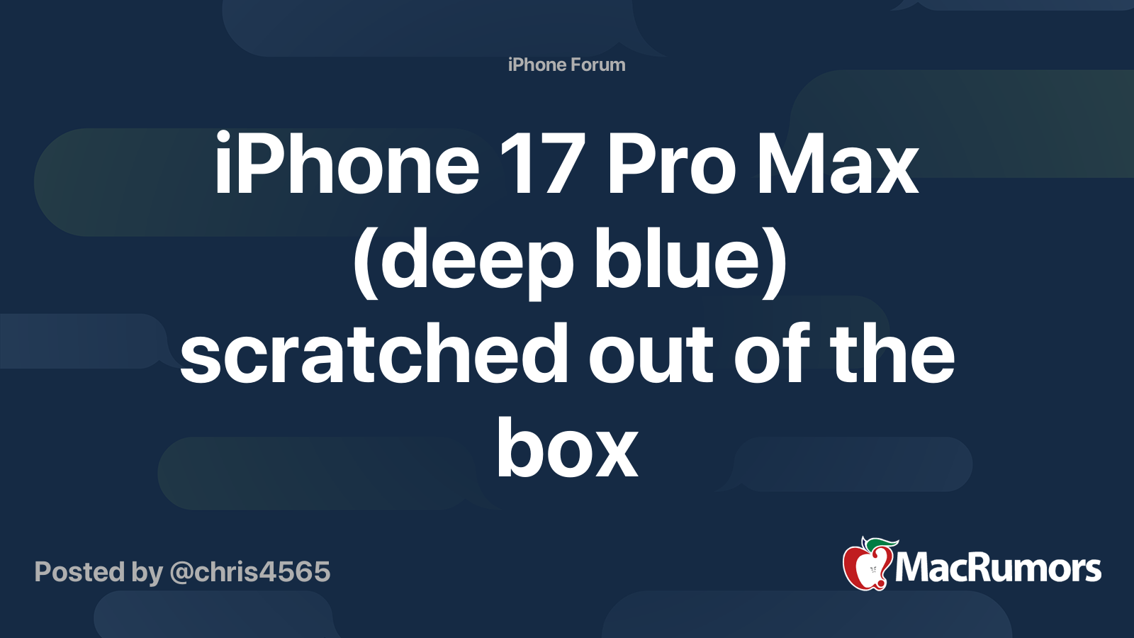 iPhone 17 Pro Max (deep blue) scratched out of the box | MacRumors Forums
