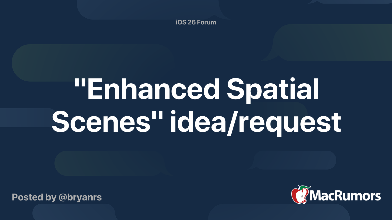 "Enhanced Spatial Scenes" idea/request | MacRumors Forums