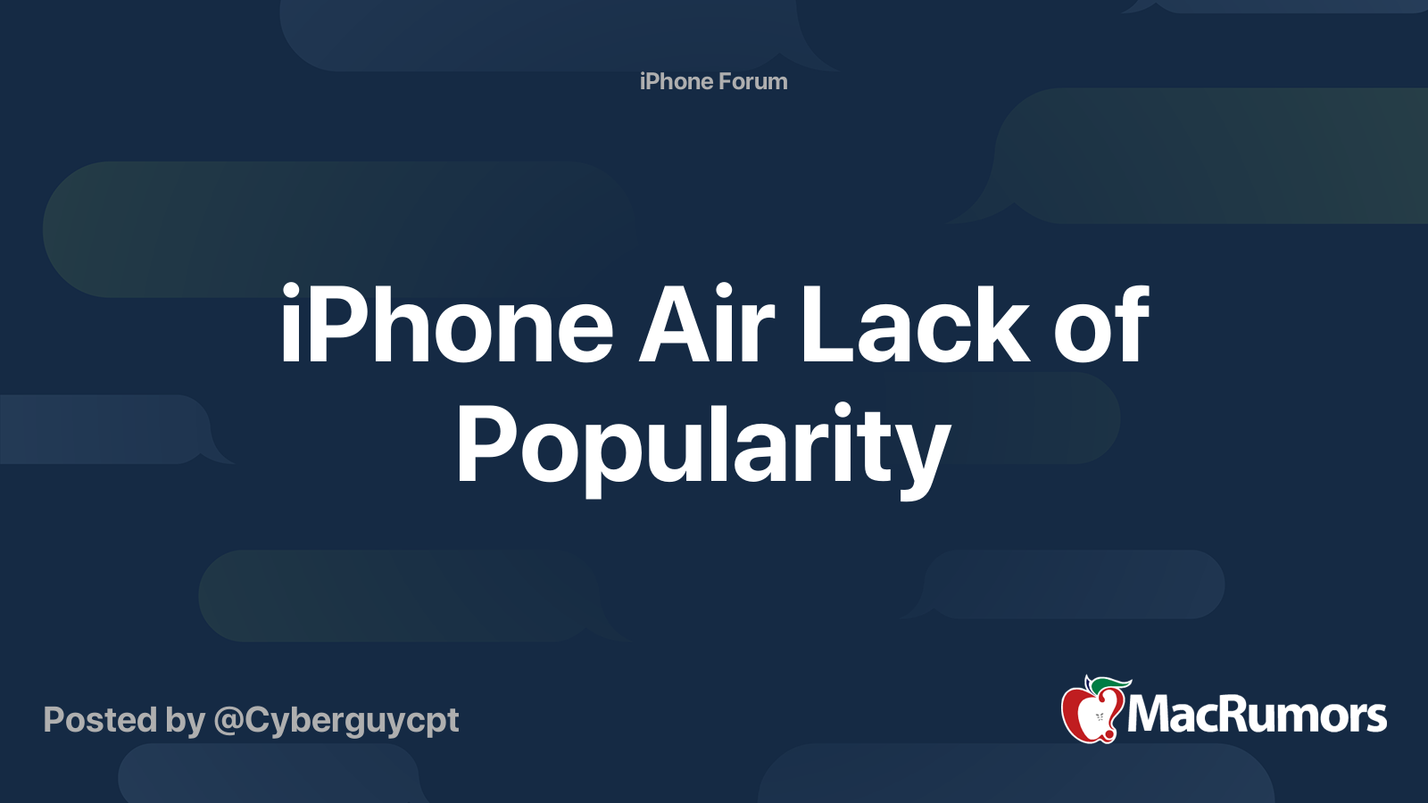 iPhone Air Lack of Popularity | MacRumors Forums