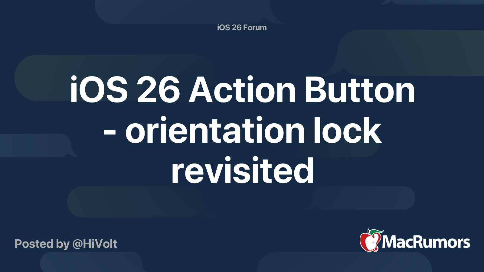 iOS 26 Action Button - orientation lock revisited | MacRumors Forums