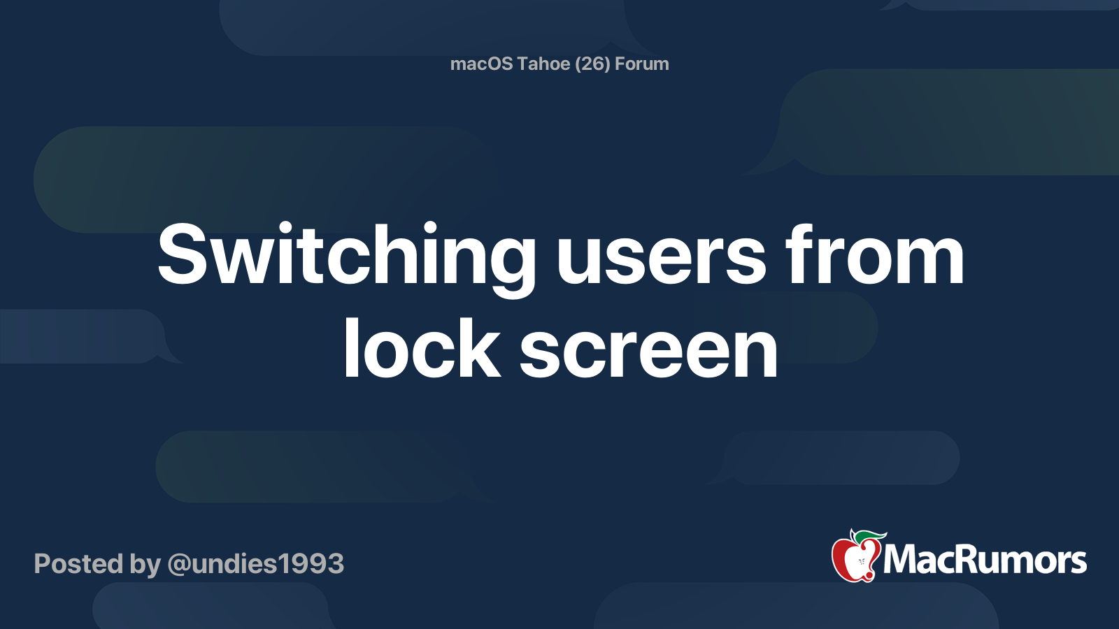 Switching users from lock screen | MacRumors Forums