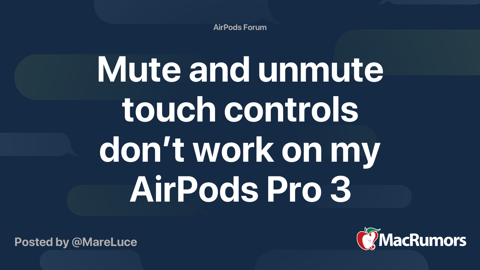 Mute and unmute touch controls don’t work on my AirPods Pro 3 | MacRumors Forums