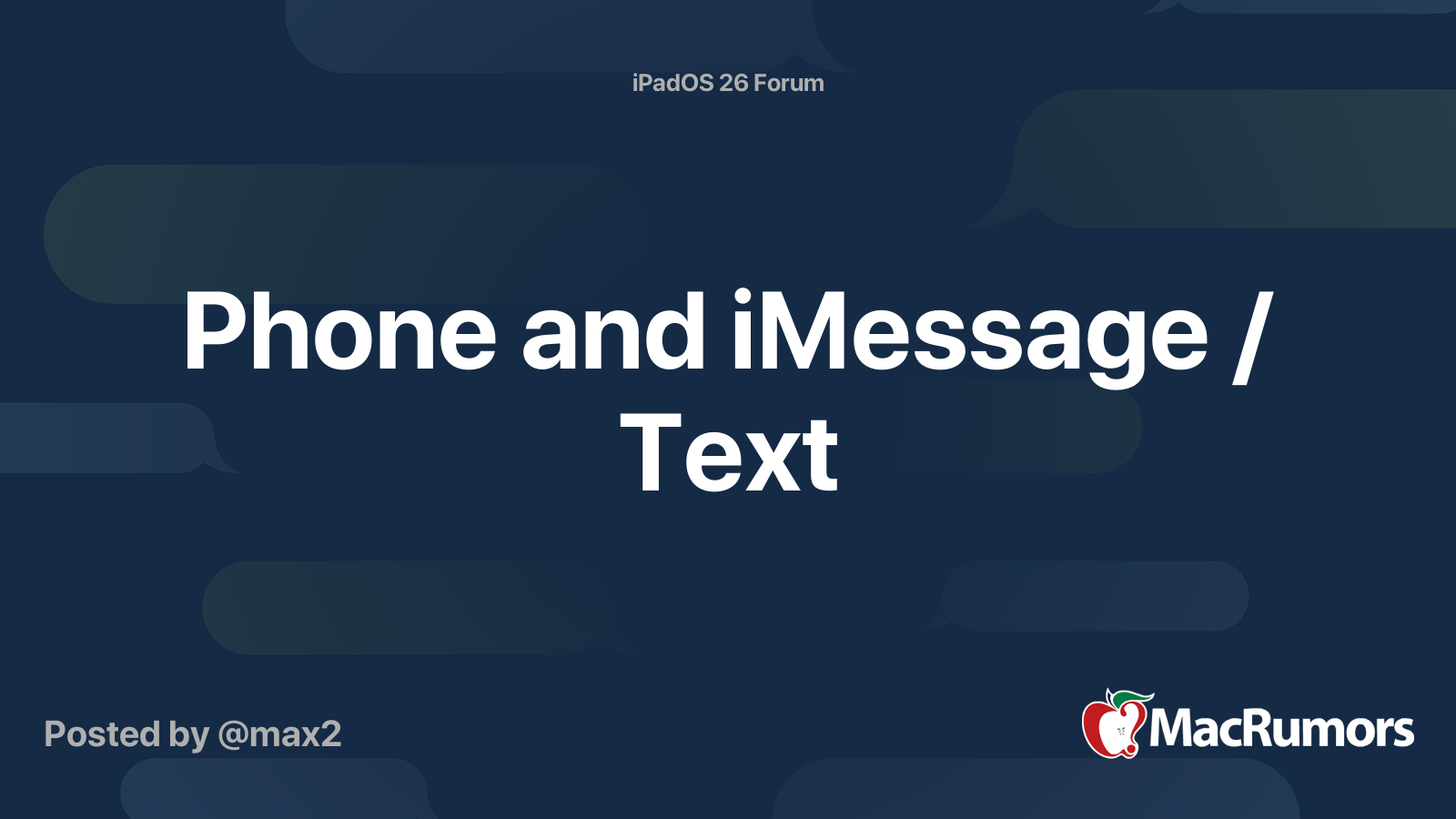Phone and iMessage / Text | MacRumors Forums