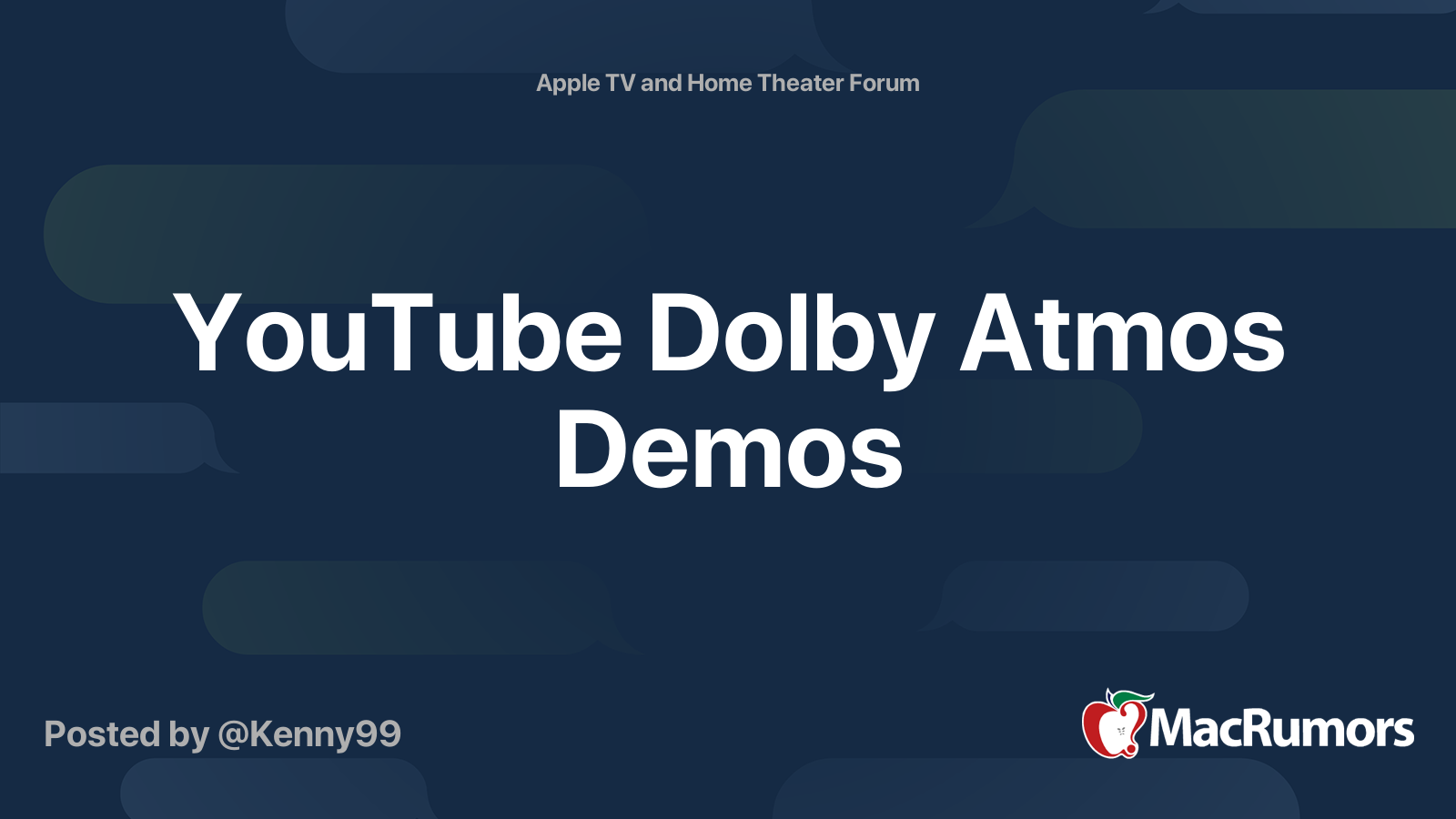 YouTube Dolby Atmos Demos | MacRumors Forums