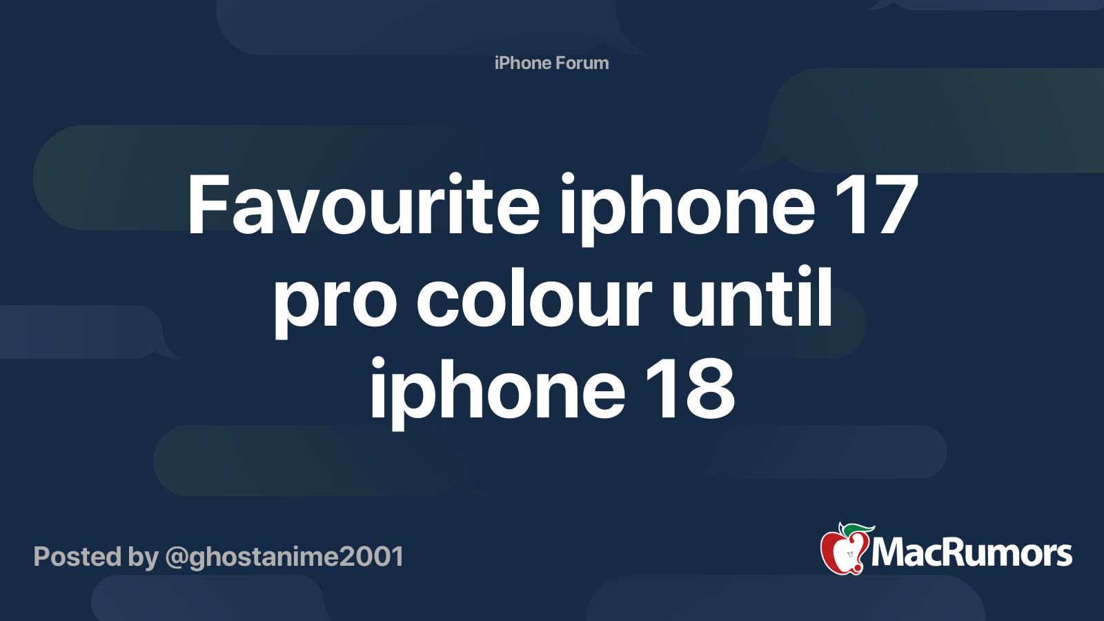 Favourite iphone 17 pro colour until iphone 18 | MacRumors Forums