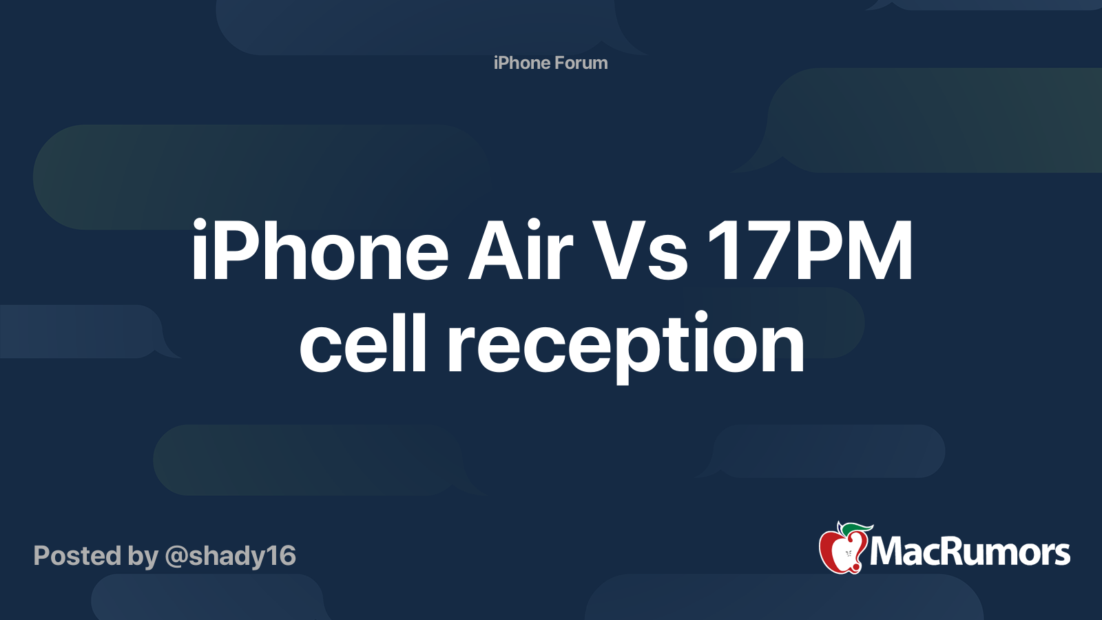 iPhone Air Vs 17PM cell reception | MacRumors Forums