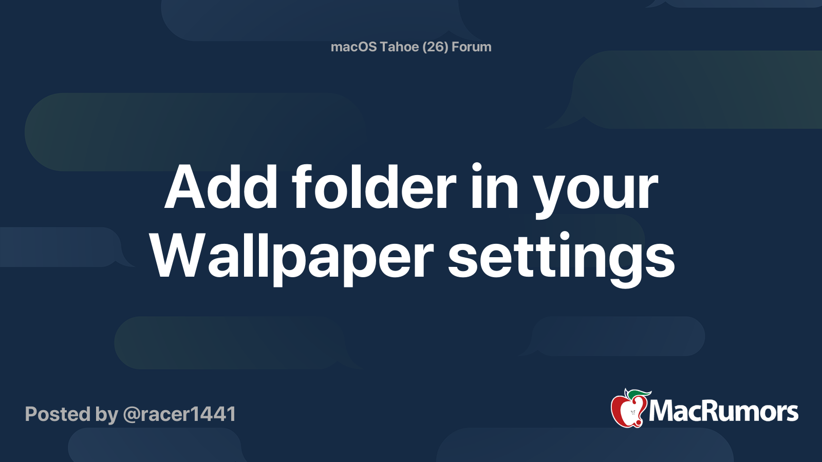 Add folder in your Wallpaper settings | MacRumors Forums