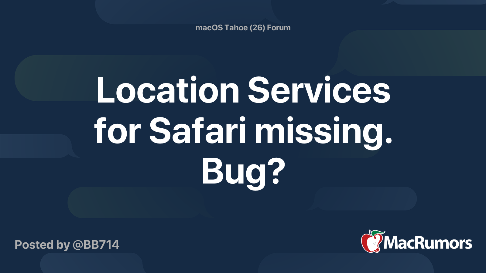 Location Services for Safari missing. Bug? | MacRumors Forums