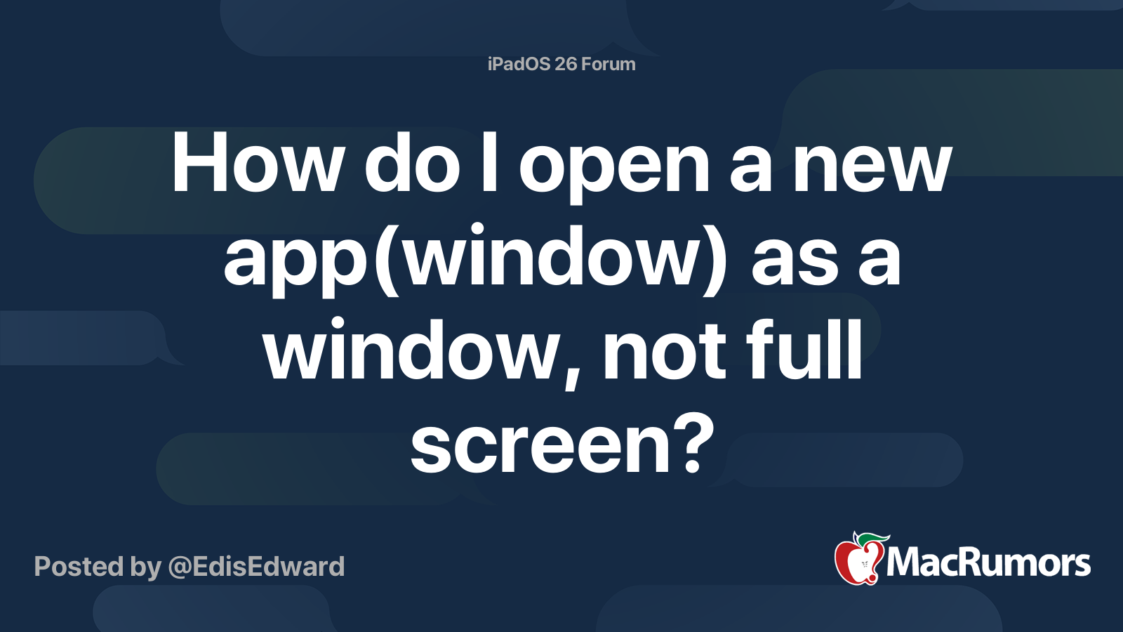 How do I open a new app(window) as a window, not full screen? | MacRumors Forums