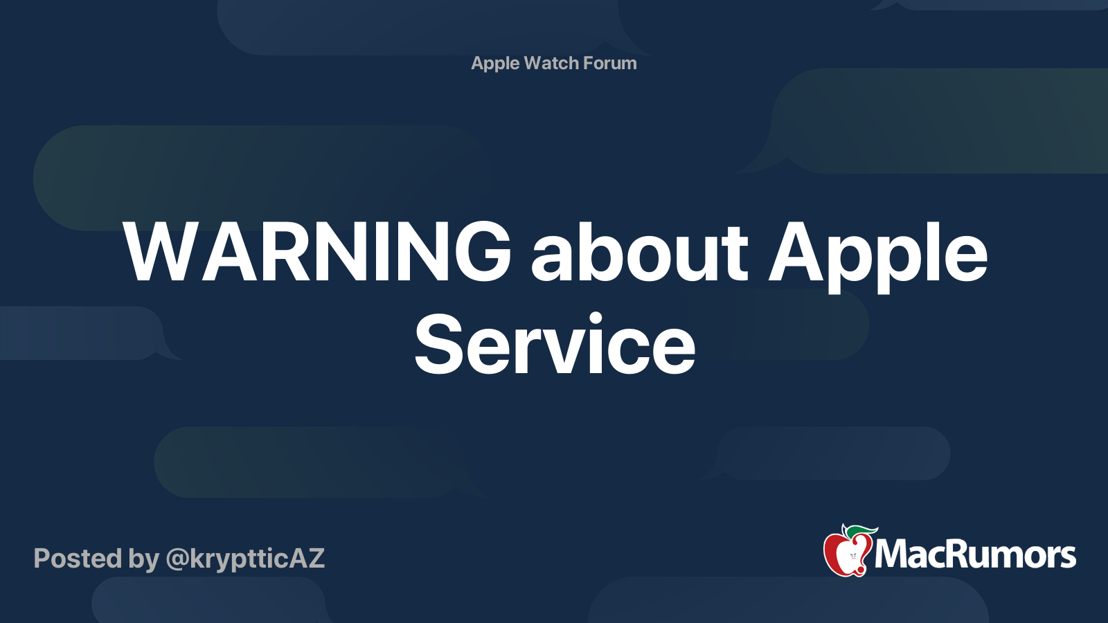 WARNING about Apple Service | MacRumors Forums