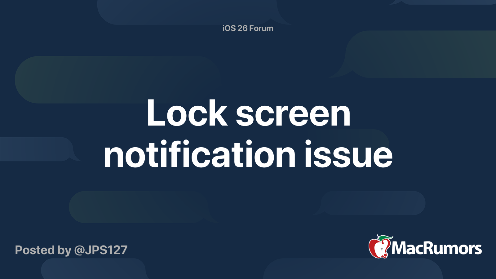 Lock screen notification issue | MacRumors Forums