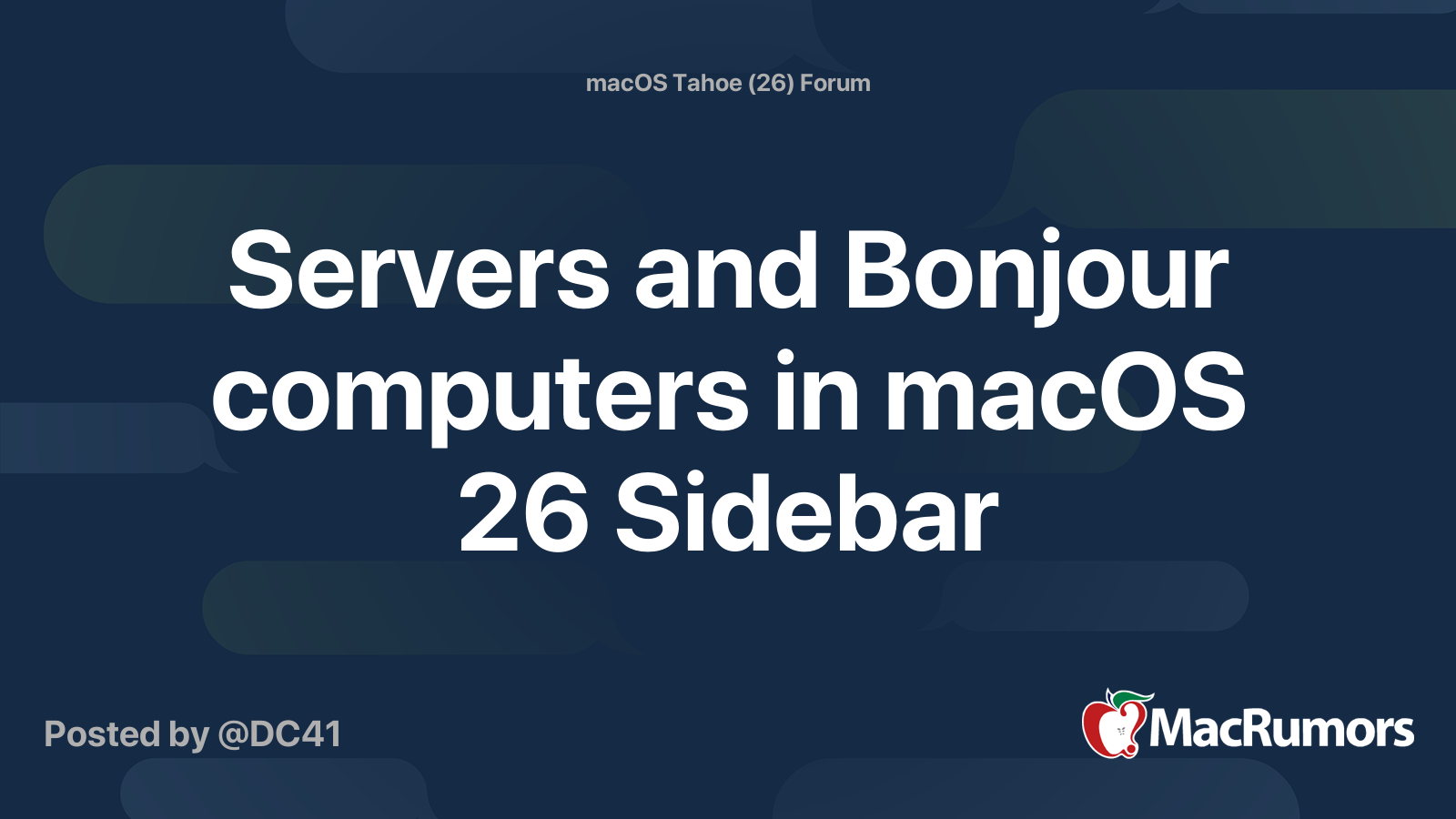 Servers and Bonjour computers in macOS 26 Sidebar | MacRumors Forums