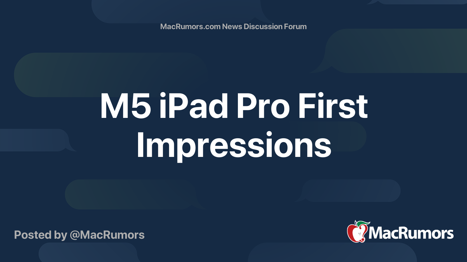M5 iPad Pro First Impressions | MacRumors Forums