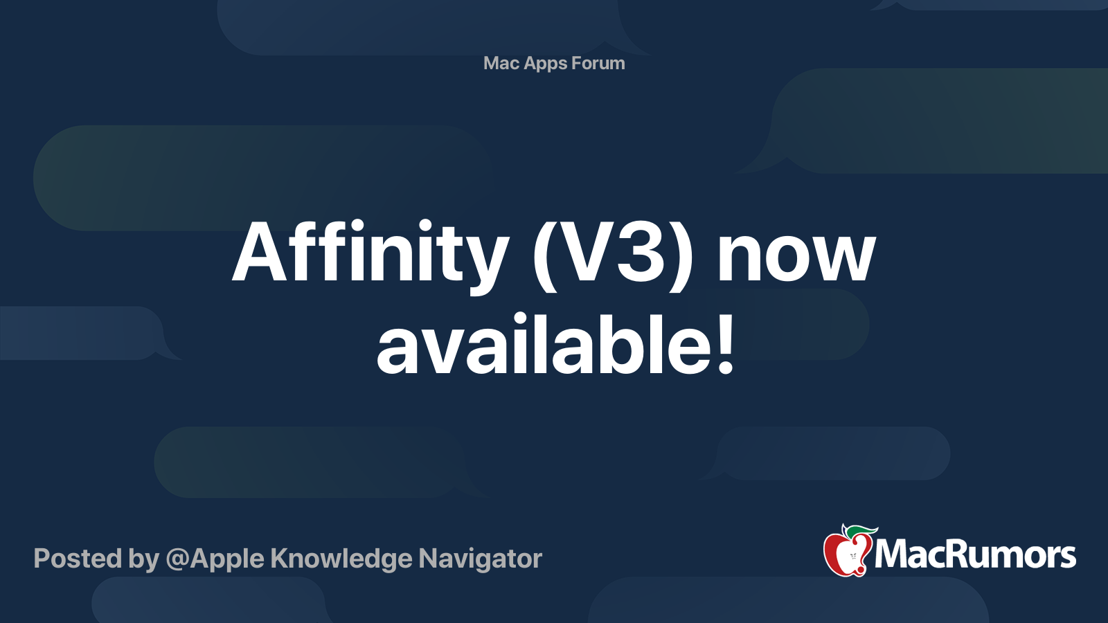 Affinity (V3) now available! | MacRumors Forums