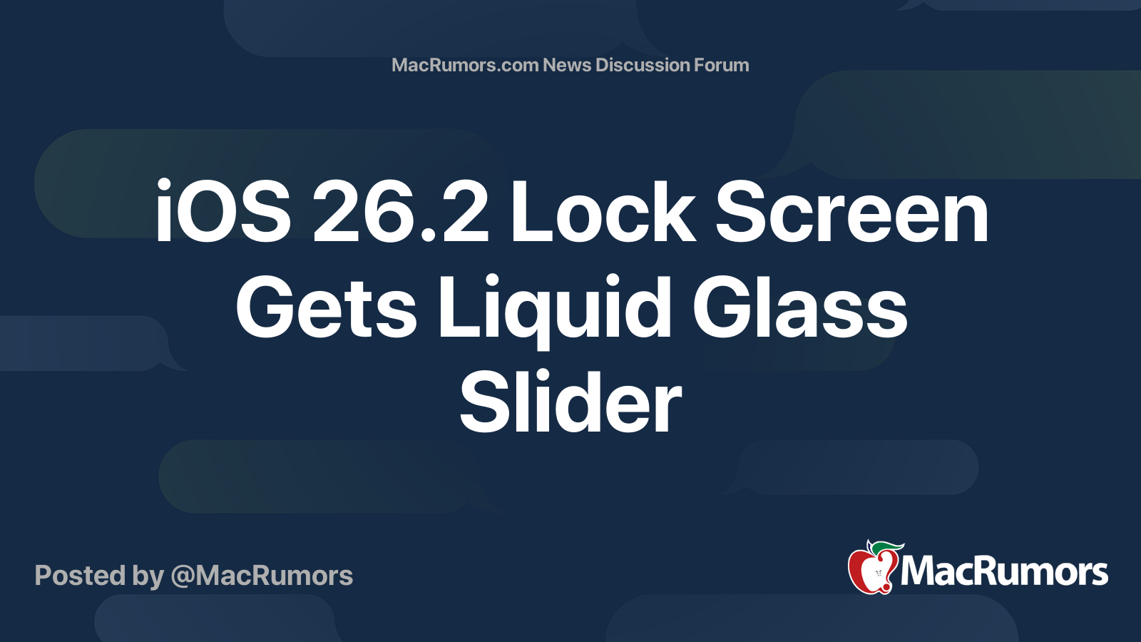 iOS 26.2 Lock Screen Gets Liquid Glass Slider | Page 2 | MacRumors Forums