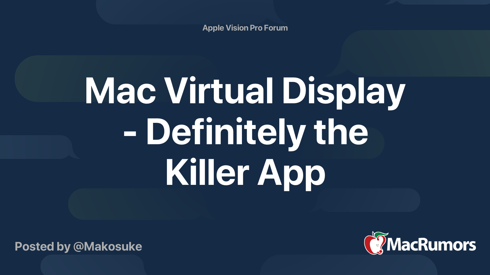 Mac Virtual Display - Definitely the Killer App | MacRumors Forums