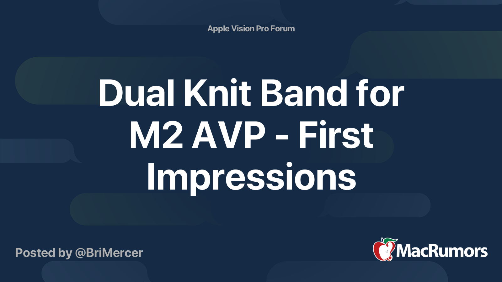 Dual Knit Band for M2 AVP - First Impressions | MacRumors Forums