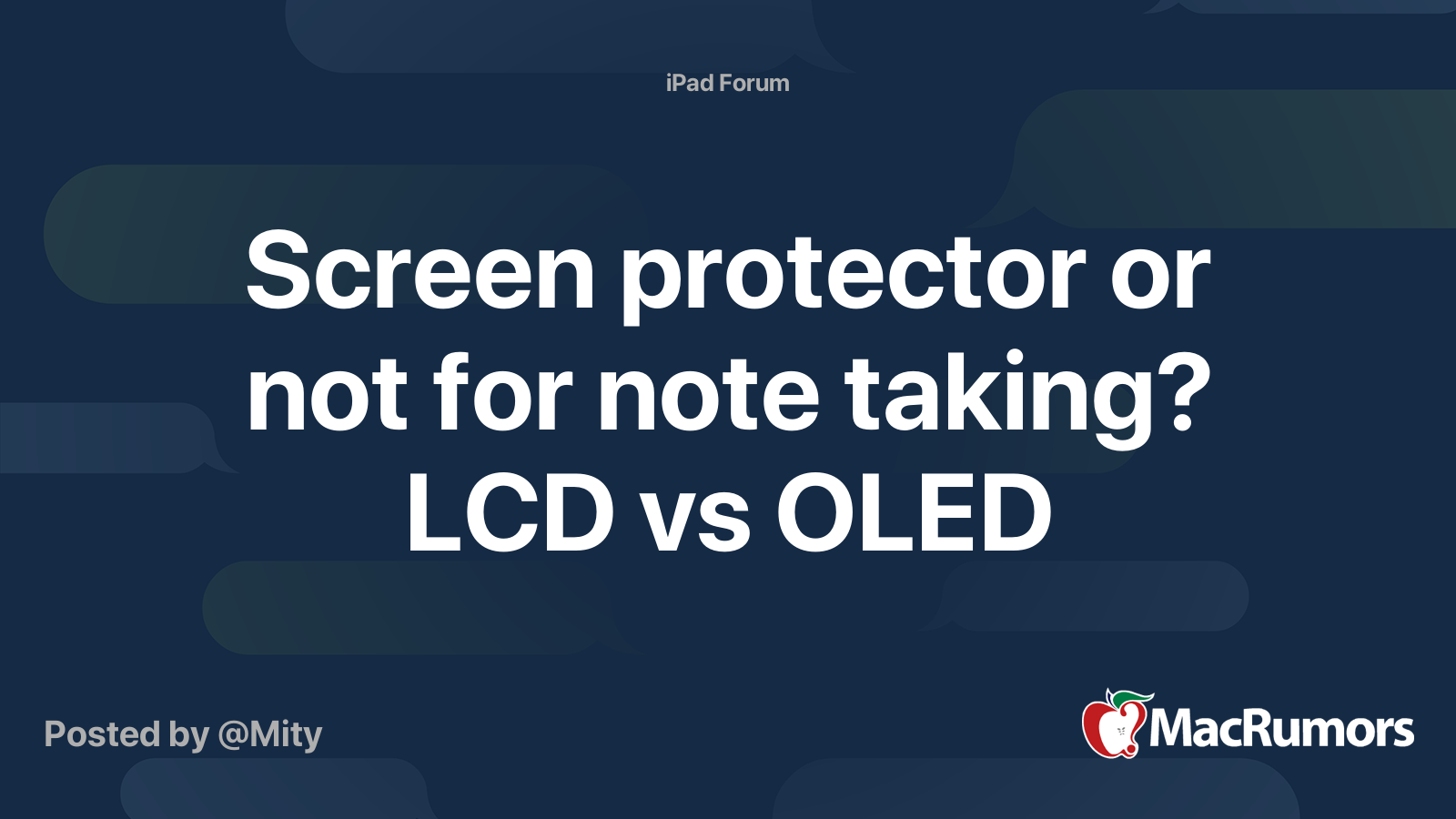 Screen protector or not for note taking? LCD vs OLED | MacRumors Forums