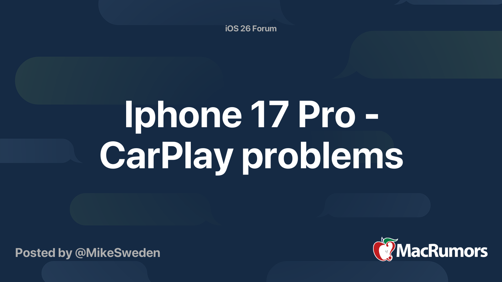Iphone 17 Pro - CarPlay problems | MacRumors Forums