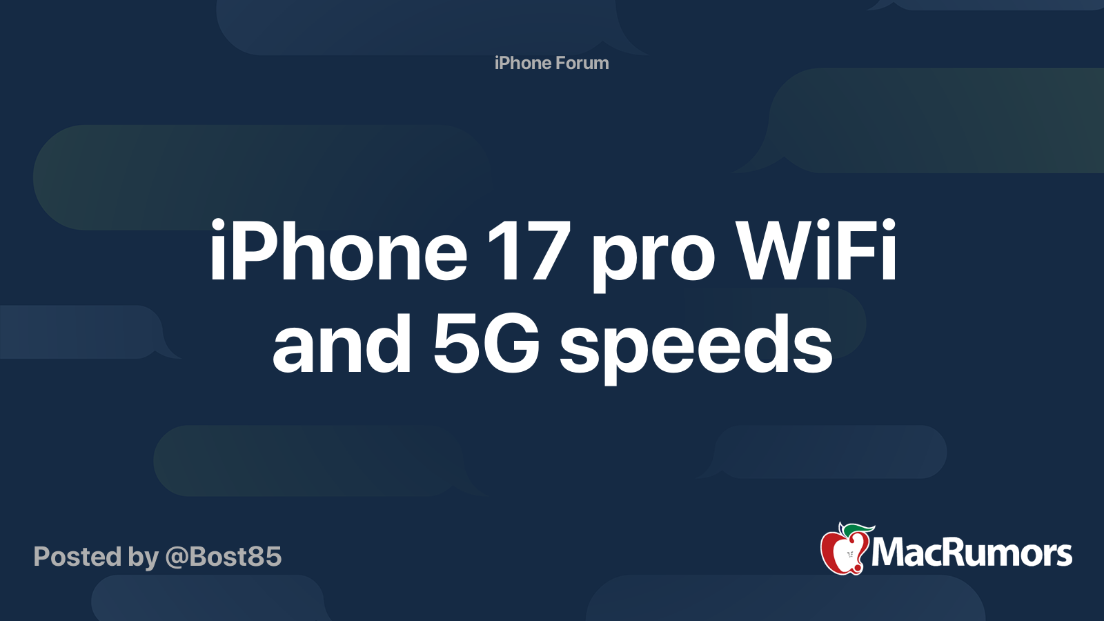 iPhone 17 pro WiFi and 5G speeds | MacRumors Forums