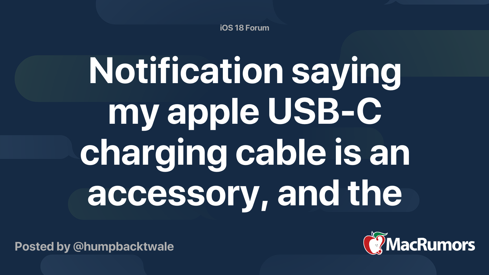 Notification saying my apple USB-C charging cable is an accessory, and ...