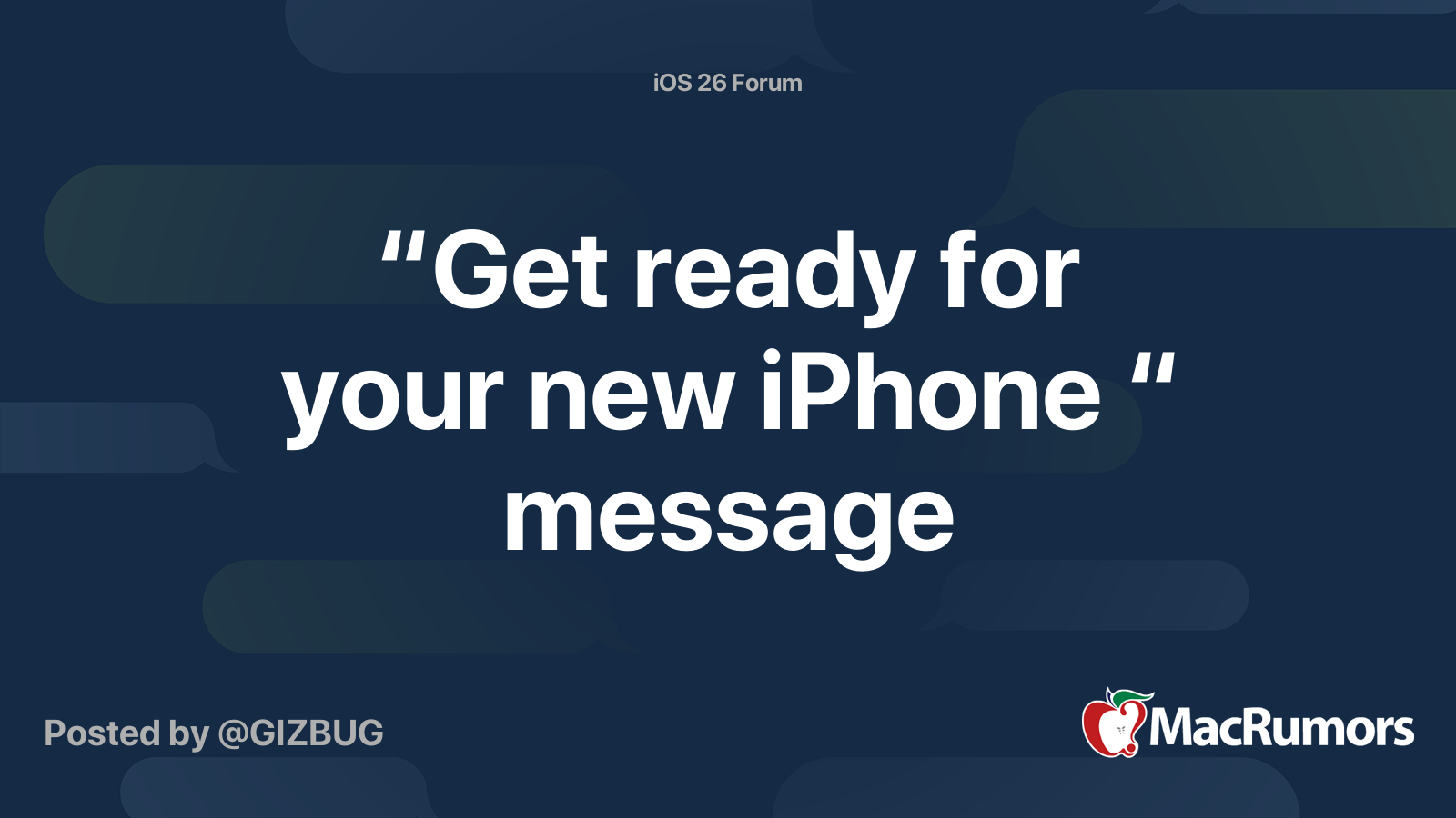 “Get ready for your new iPhone “ message | MacRumors Forums