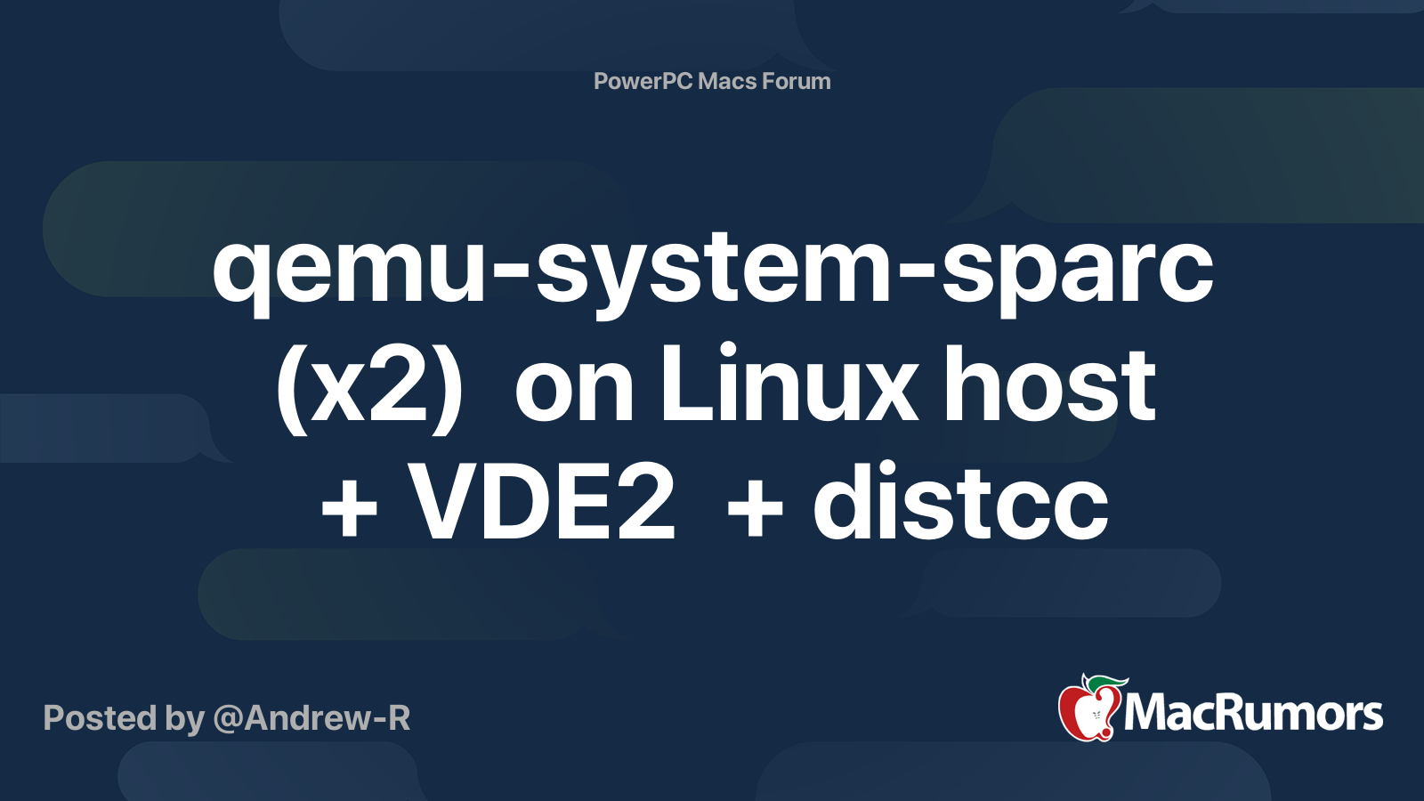 qemu-system-sparc (x2) on Linux host + VDE2 + distcc | MacRumors Forums