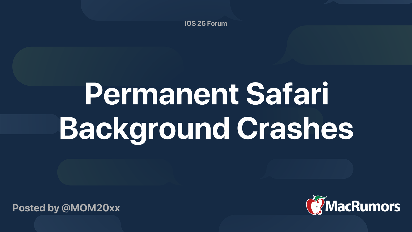 Permanent Safari Background Crashes | MacRumors Forums
