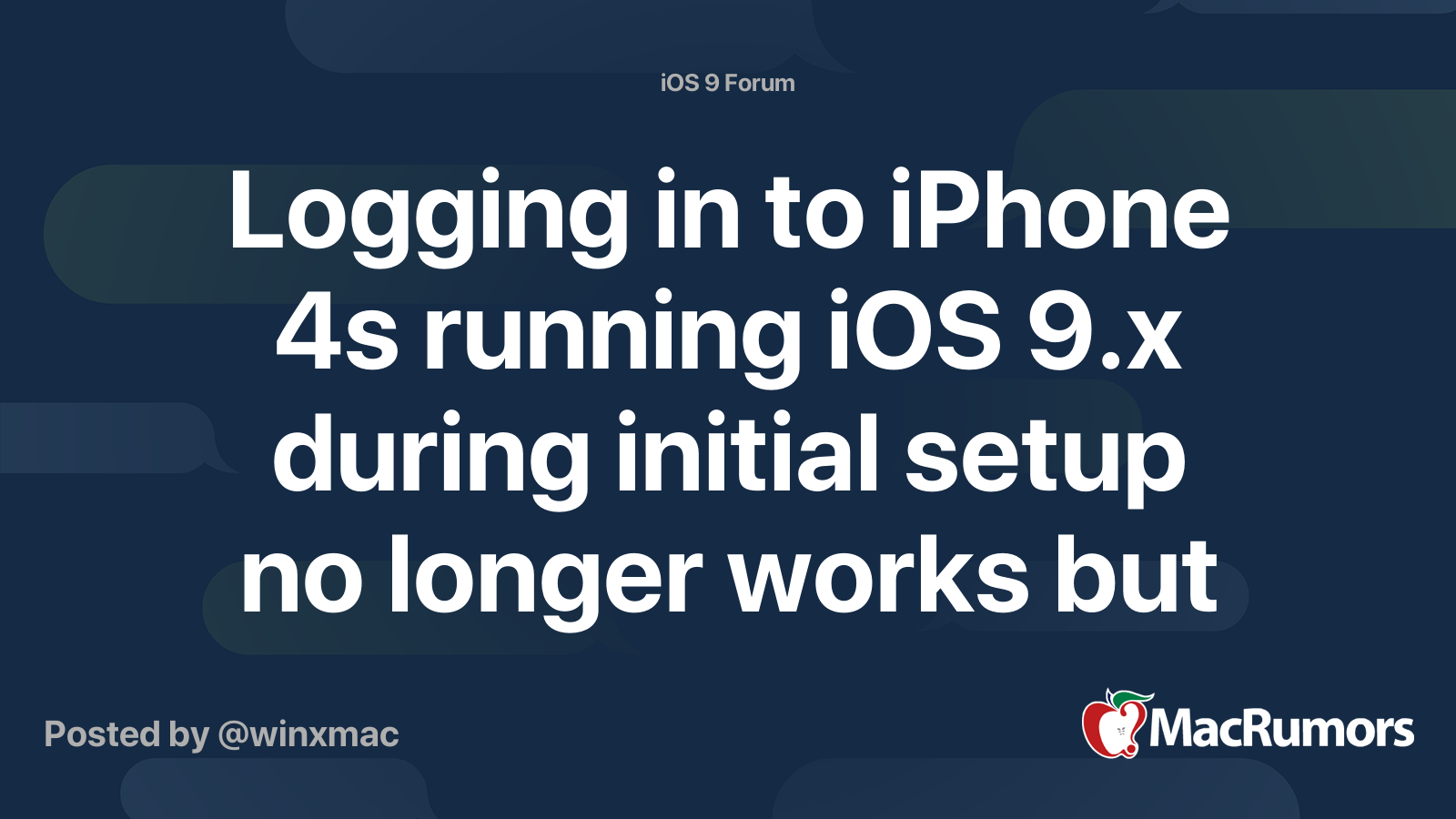 Logging in to iPhone 4s running iOS 9.x during initial setup no longer ...