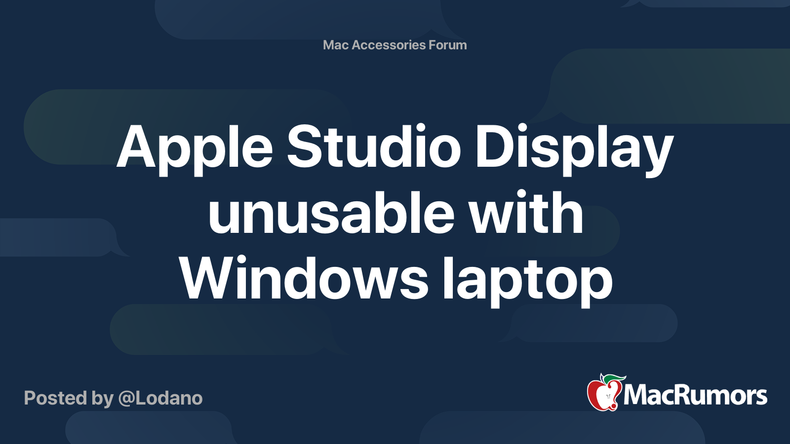 Apple Studio Display unusable with Windows laptop | MacRumors Forums