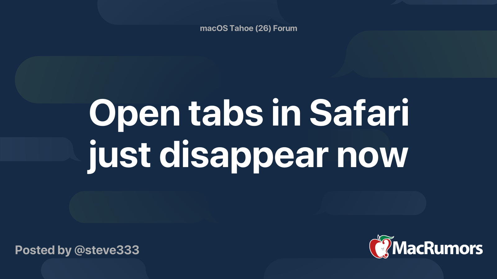 Open tabs in Safari just disappear now | MacRumors Forums