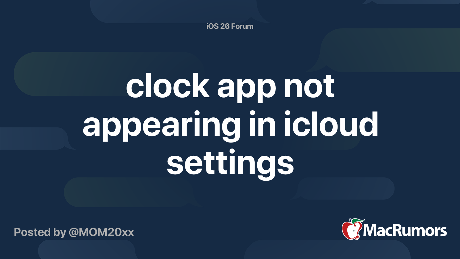clock app not appearing in icloud settings | MacRumors Forums