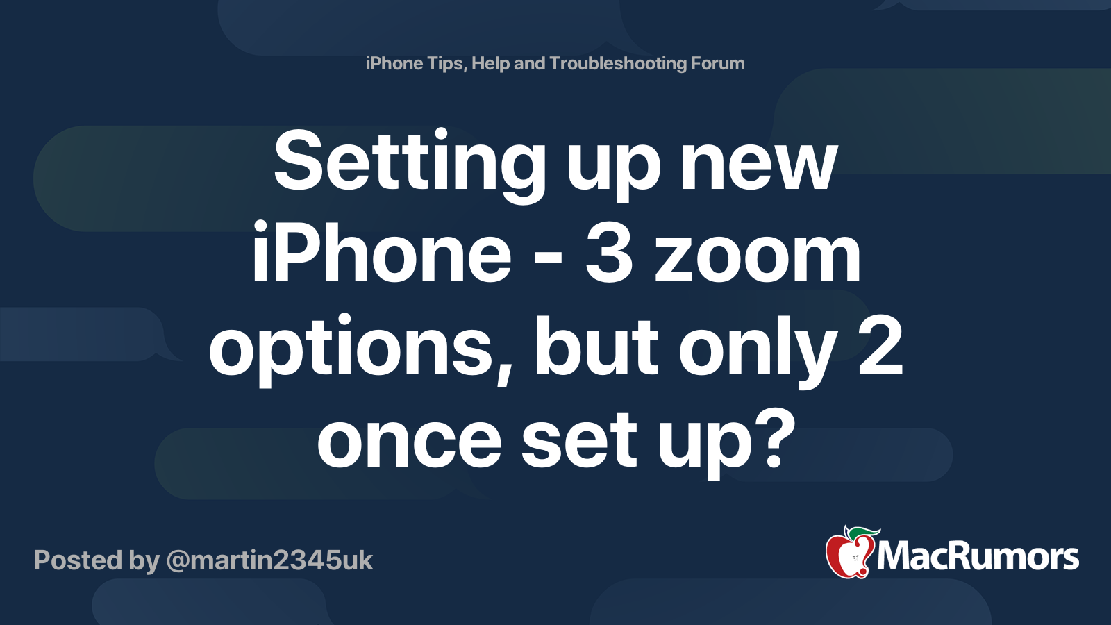 Setting up new iPhone - 3 zoom options, but only 2 once set up ...