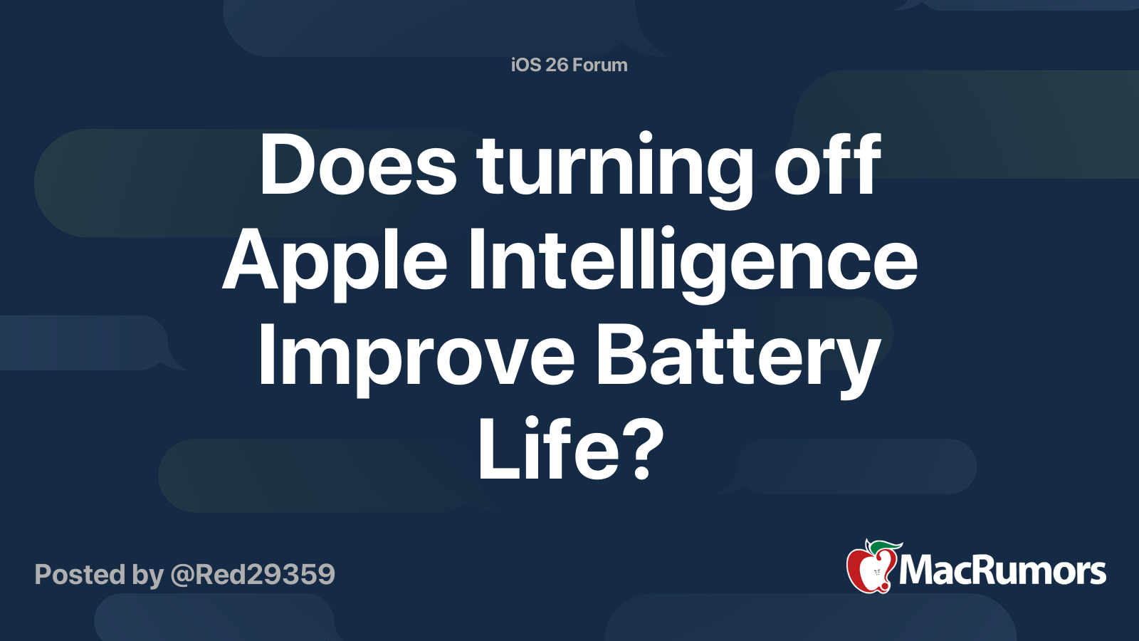 Does turning off Apple Intelligence Improve Battery Life? | MacRumors ...