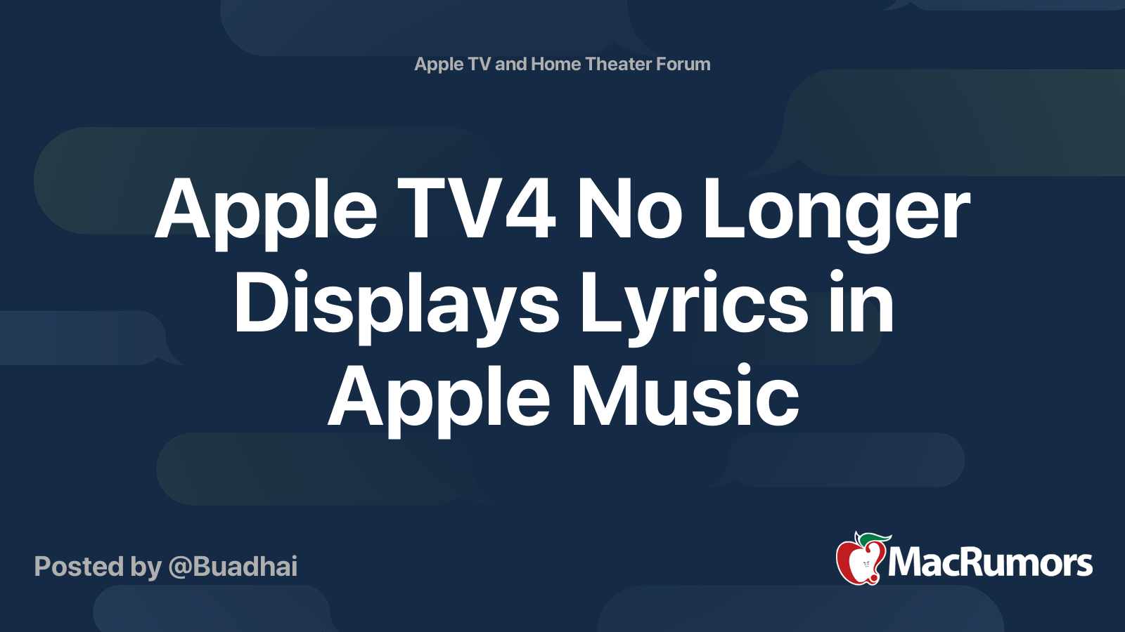 Apple TV4 No Longer Displays Lyrics in Apple Music | MacRumors Forums