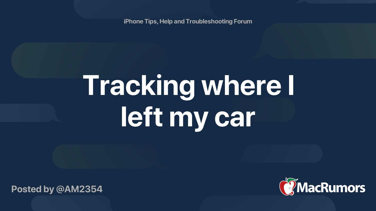 Tracking where I left my car | MacRumors Forums